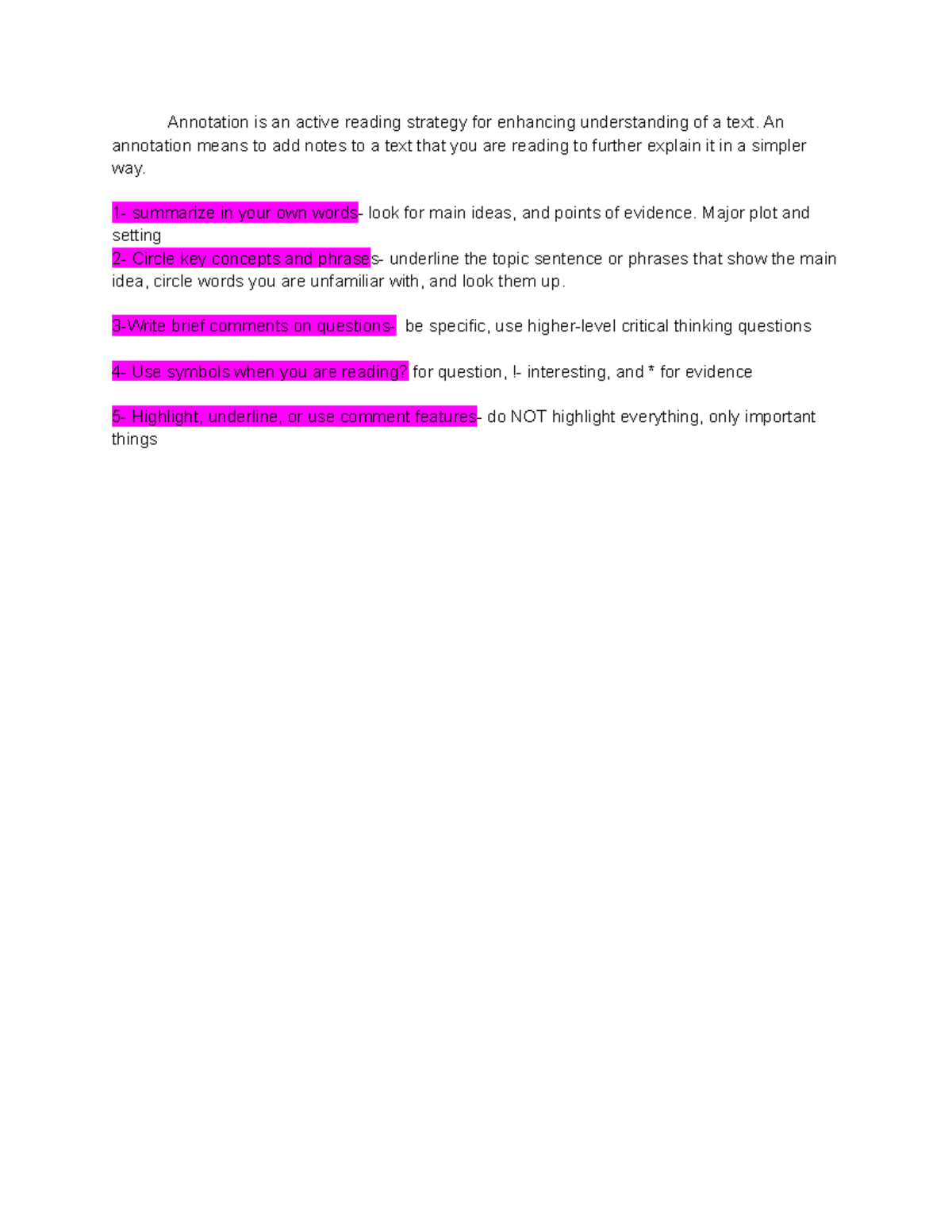 English 10: Annotation Strategies for Active Reading Techniques - Studocu