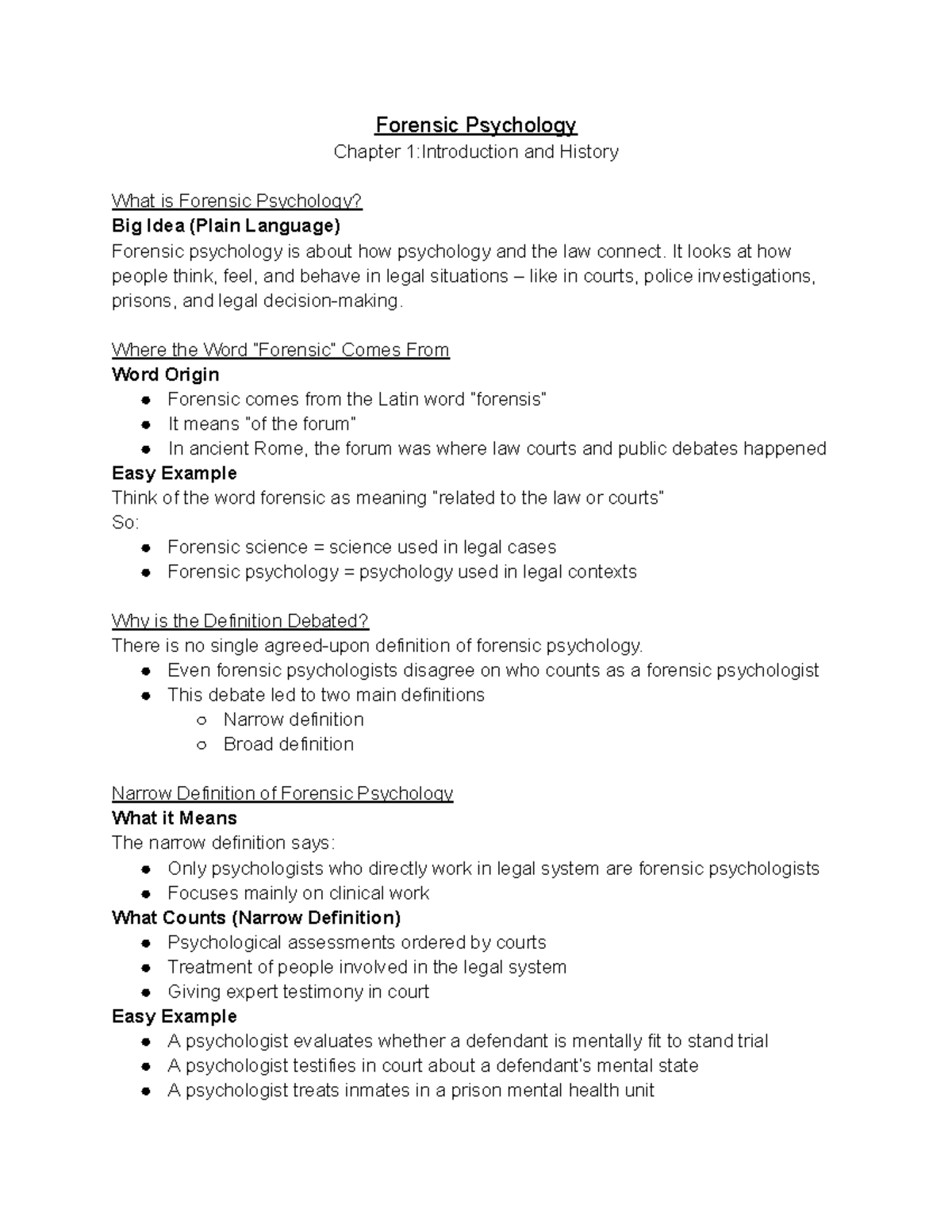 Forensic Psychology Chapter 1: Introduction & Historical Context - Studocu