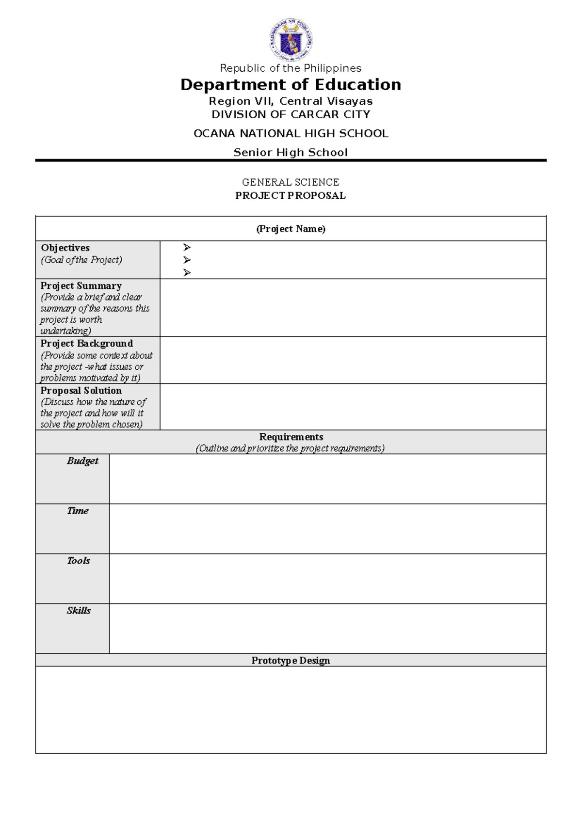 Project Proposal - General Science Performance Task - Studocu
