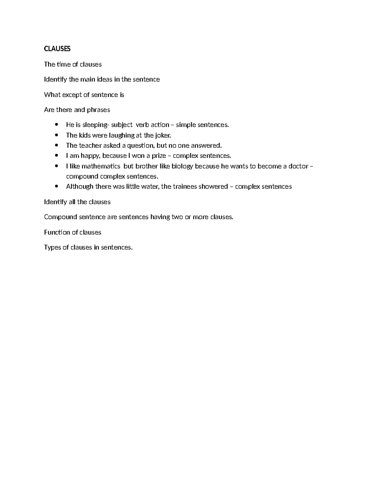 CLAUSES: Understanding Sentence Structures and Types - Studocu