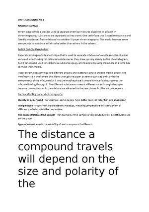 UNIT 2 - Chromatography - Name- Rehan Ibrahim BTEC Level 3 Applied ...