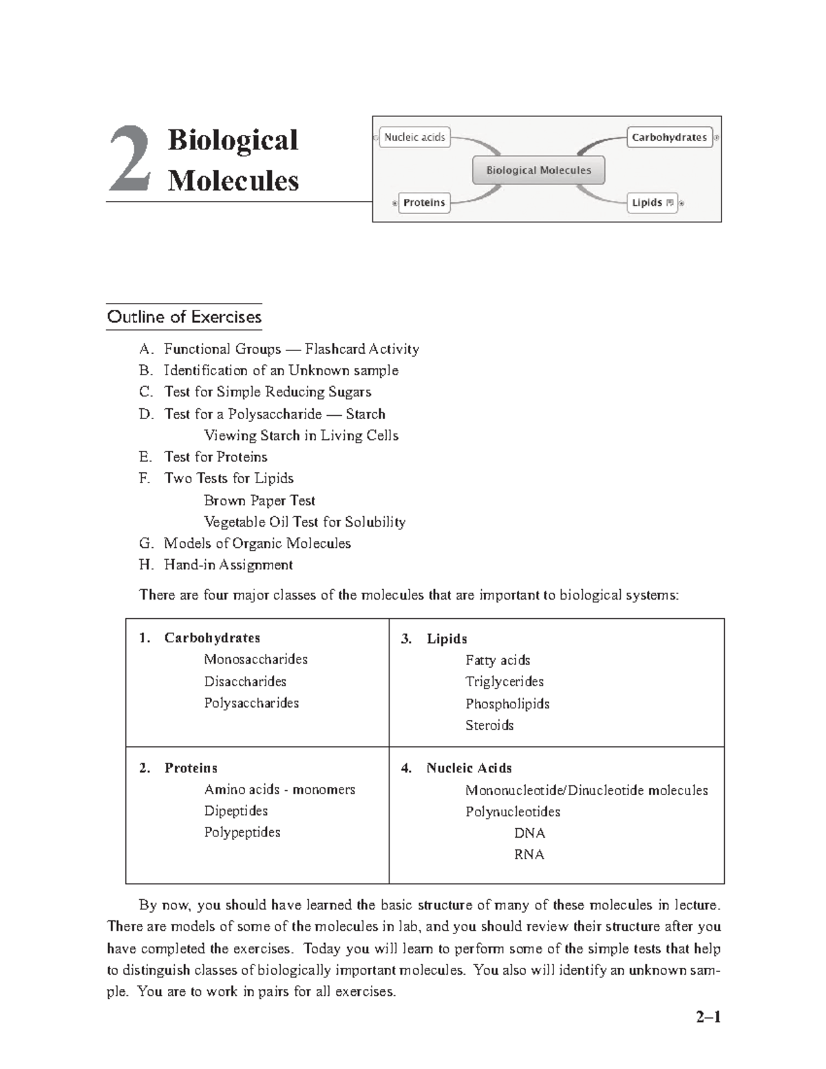Biological Molecules Lab (BIO 101): Tests and Identification of Samples ...