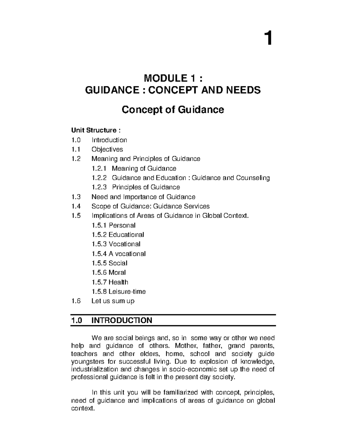 Guidance Concepts and Needs - Unit 1 Overview (EDU 101) - Studocu