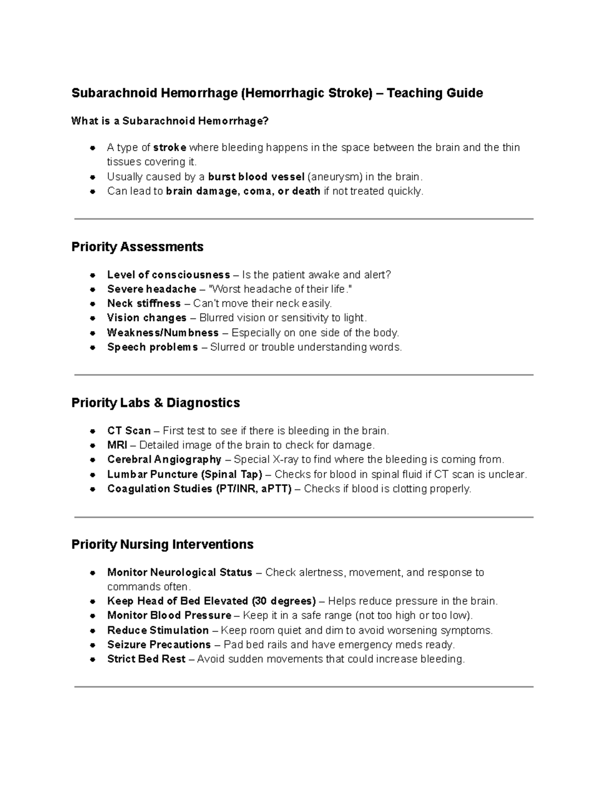 Class presentation - nursing - Subarachnoid Hemorrhage (Hemorrhagic ...