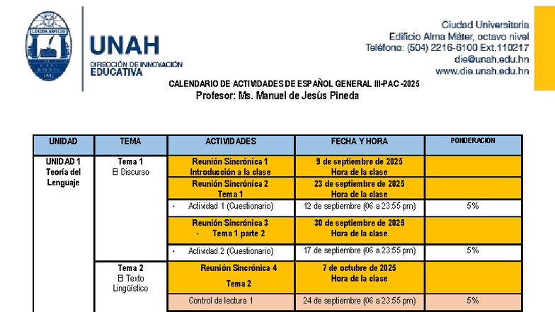 Reprogramación de Actividades - Español General III-PAC-2025 - Studocu