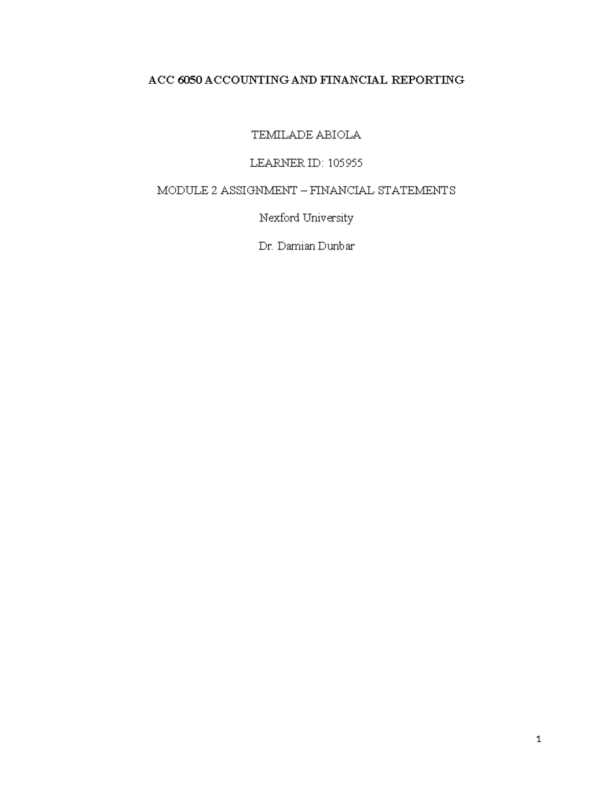 Acc 6050 Module 2 Assignment Income Statement Balance Sheet Analysis