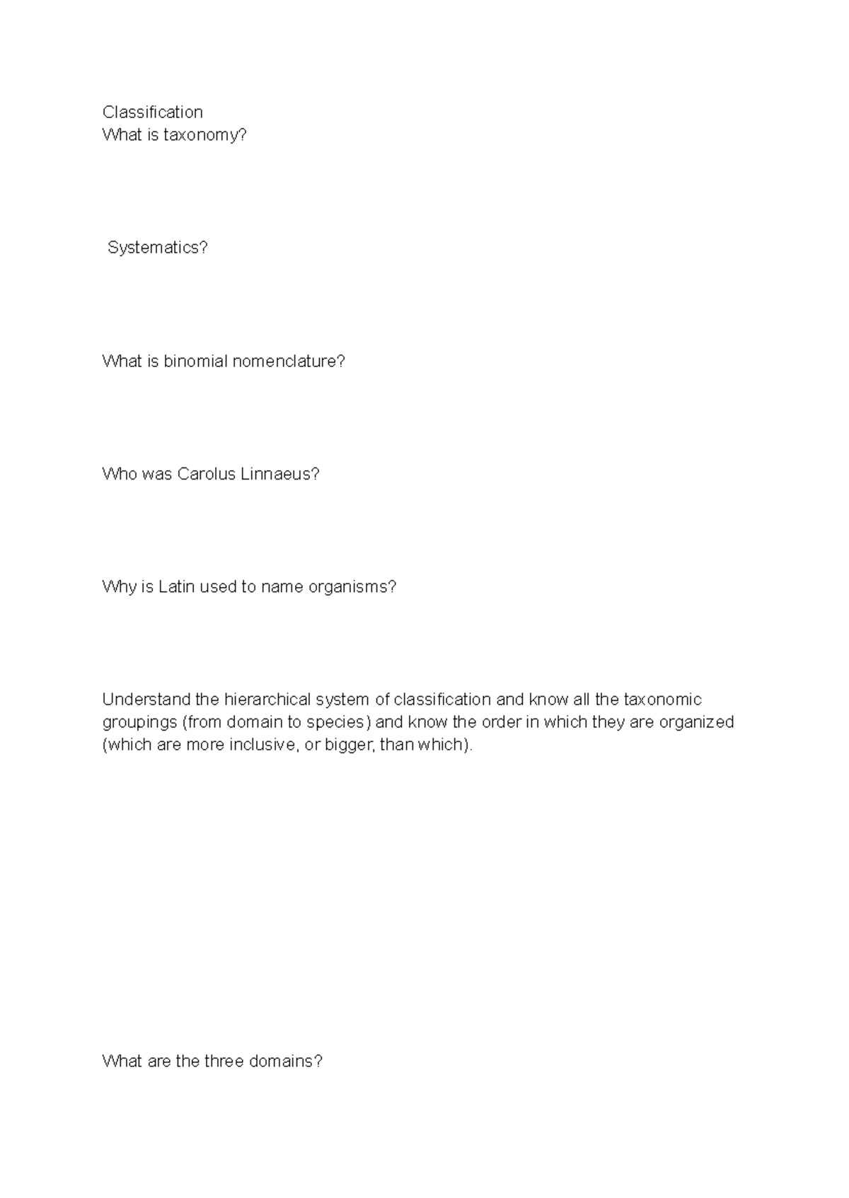 Bio 6A Classification - Study guide - Classification What is taxonomy ...