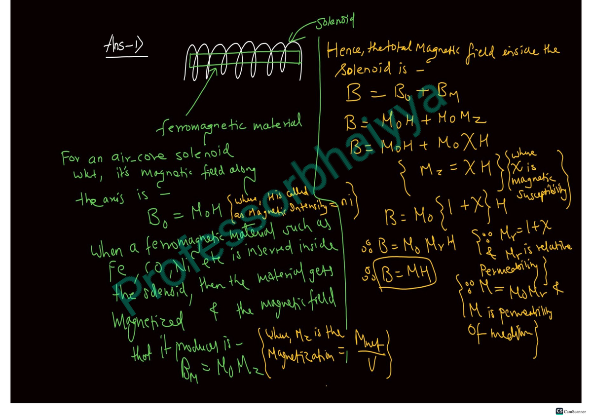 Magnetic Field and Derivations in Solenoids - PHYS 101 Final Exam - Studocu