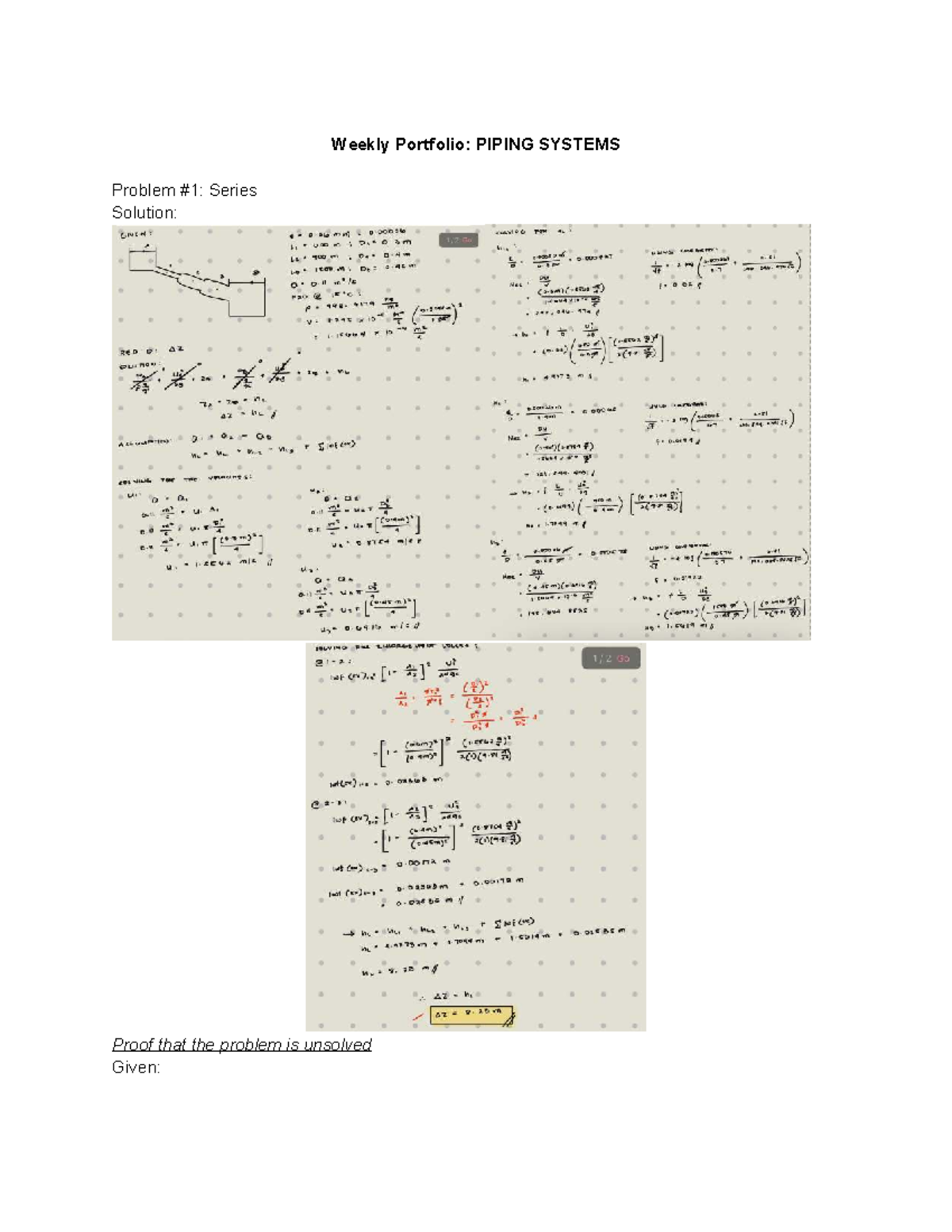 Weekly Portfolio: PIPING SYSTEMS Problem Series Solutions & Reflections ...
