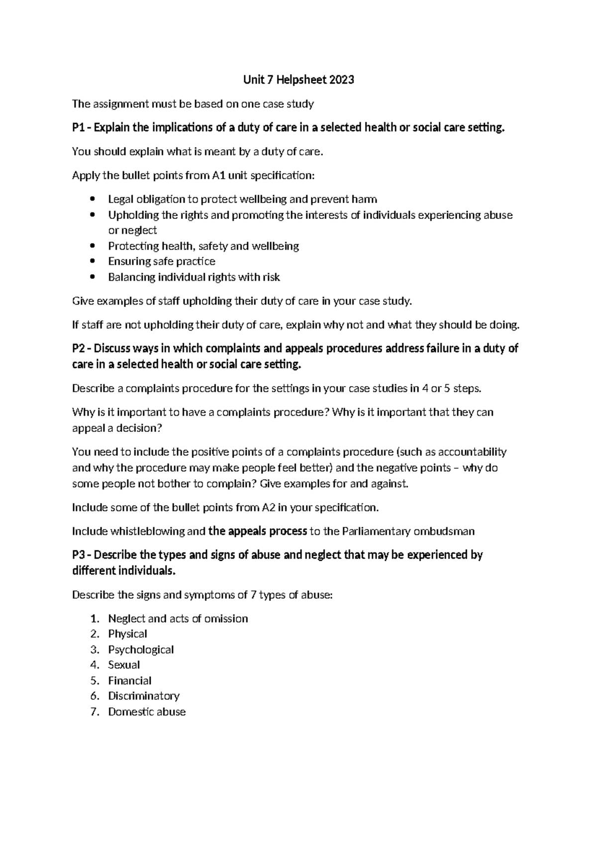 U7 Pass helpsheet 2023 - trtrtrgfdgdfg - Unit 7 Helpsheet 2023 The ...
