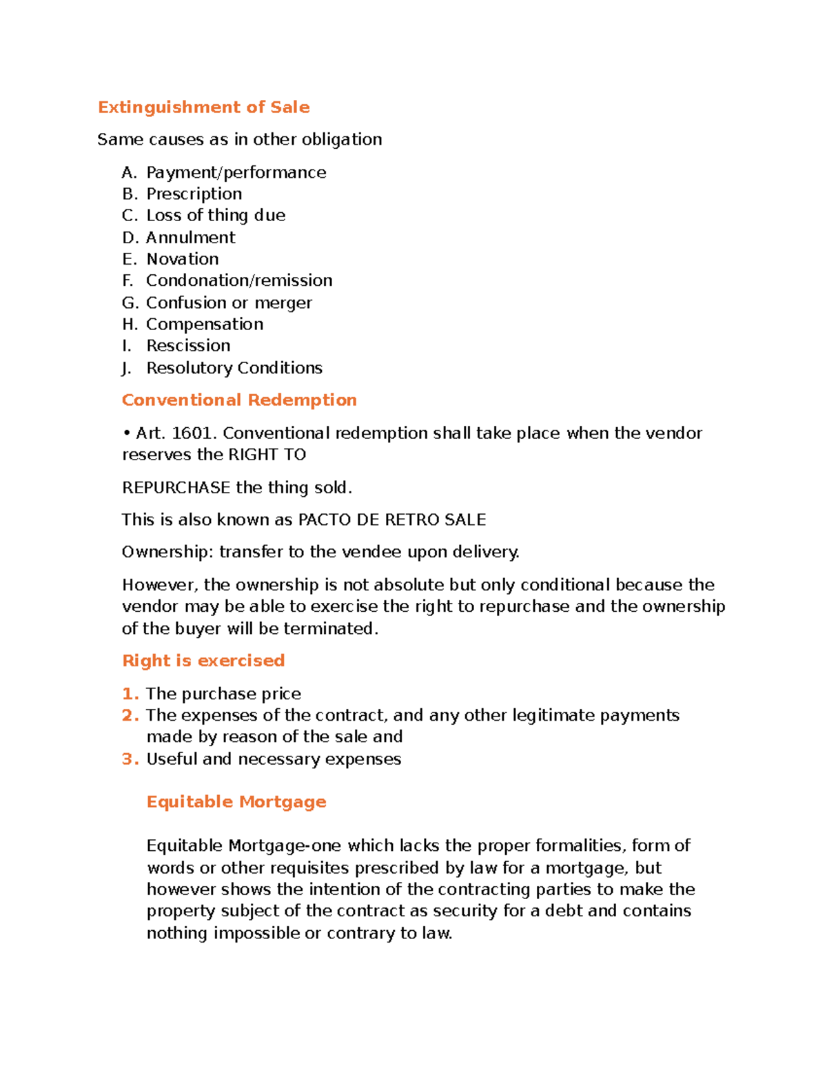RFli B-finals - notes - Extinguishment of Sale Same causes as in other ...