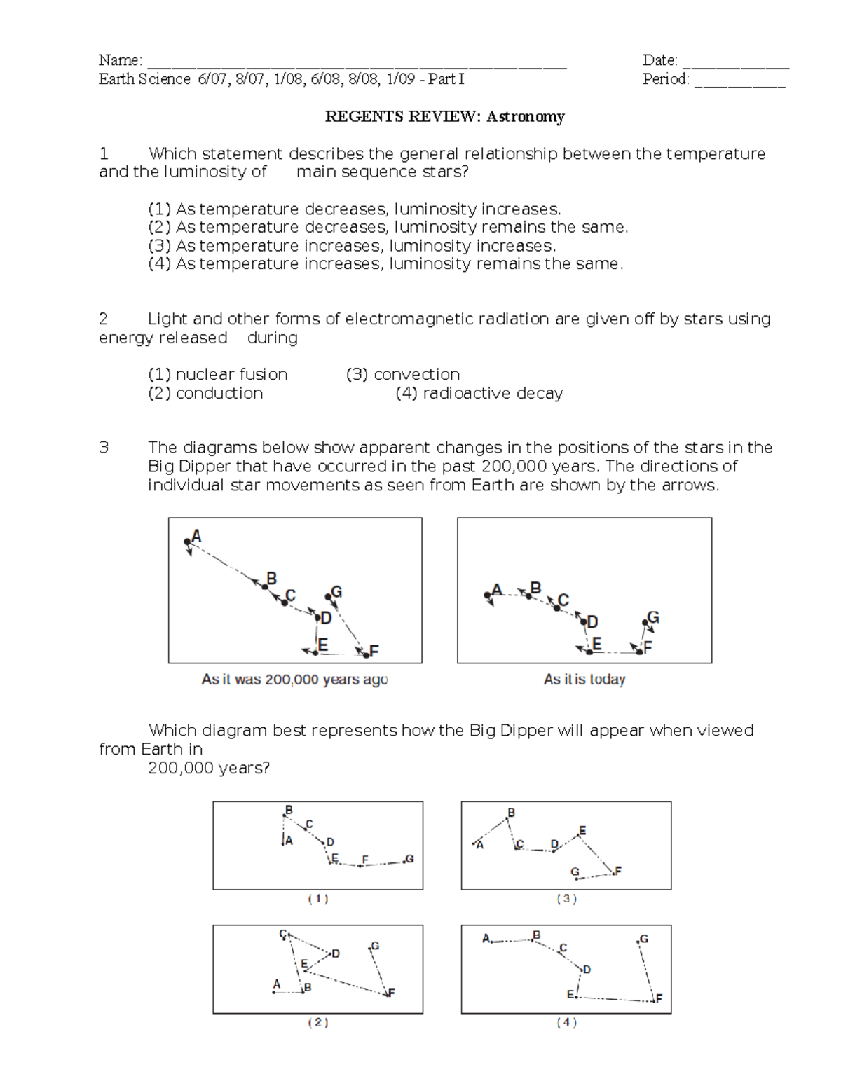 Regents Review: Astronomy 1 - Earth Science Part I - Studocu