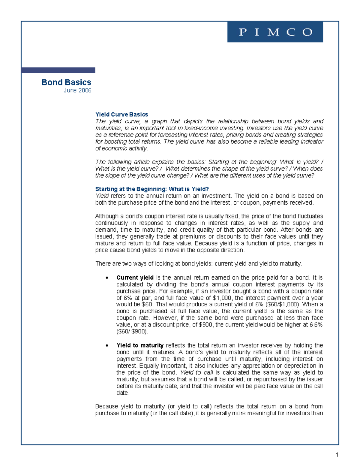 Yield Curve Basics: Understanding Bond Yields and Maturities - Studocu