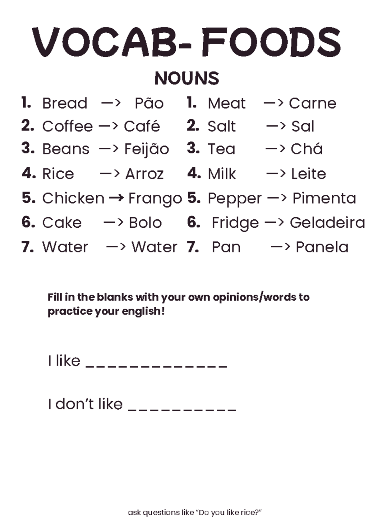 VOCAB- FOODS & GRAMMAR TENSES: English Practice Notes - Studocu