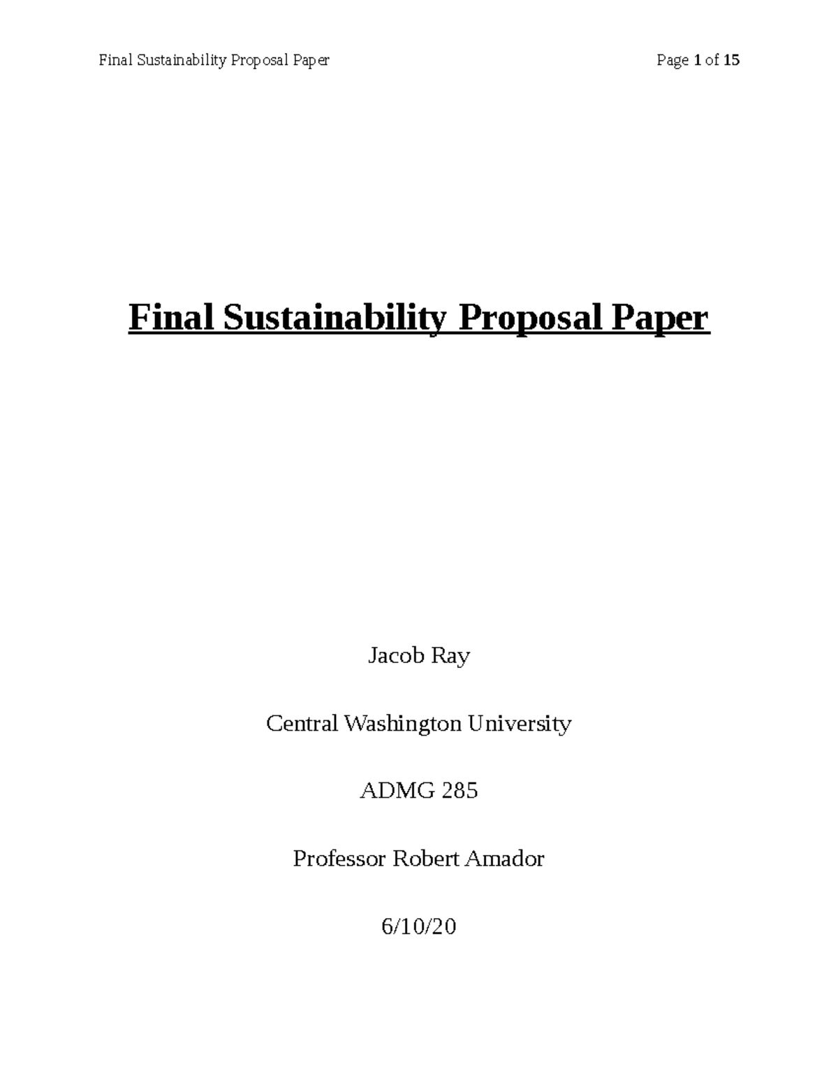 Final Sustainability Proposal Paper - The United Nations’ Brundtland ...
