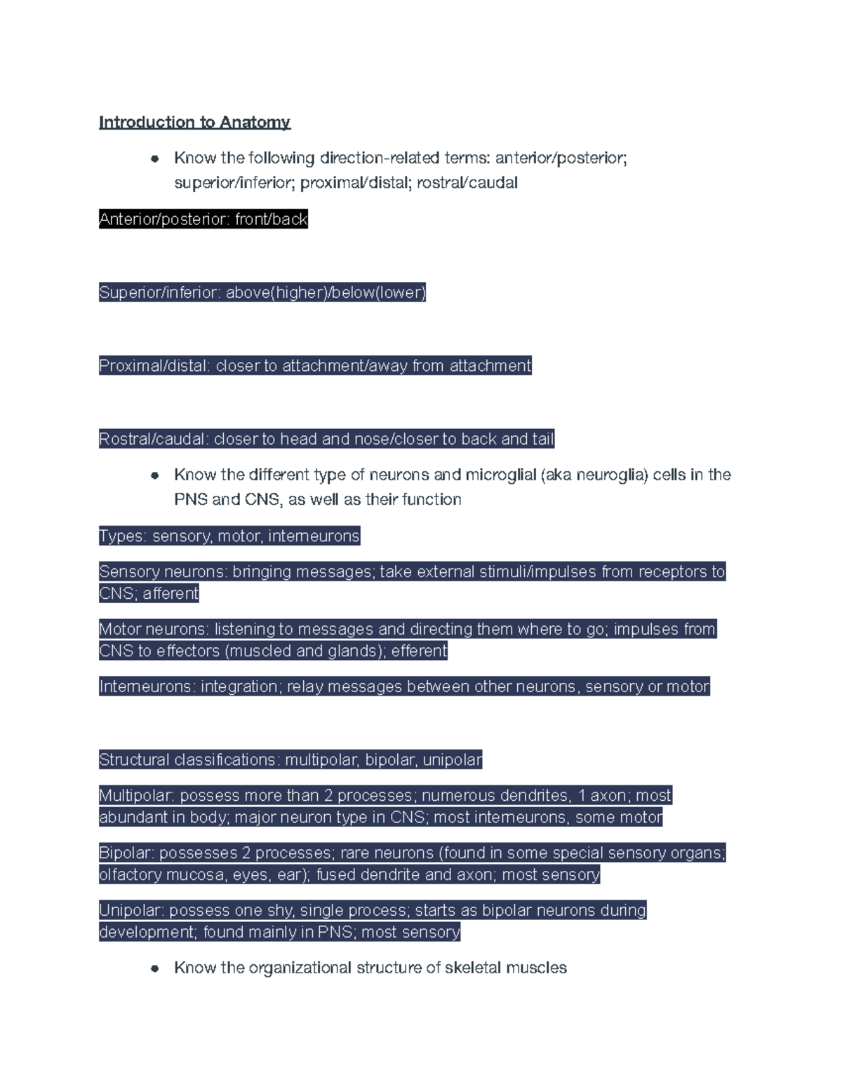 Final Exam Study Guide - ANAT101: Key Concepts in Anatomy and ...