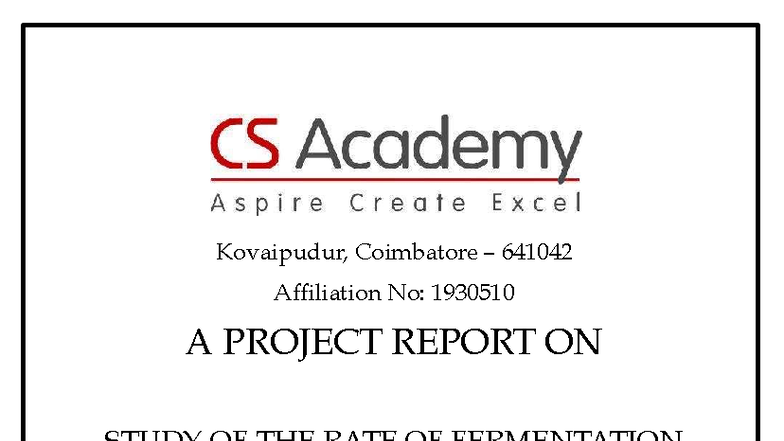 SSCE 2026 Chemistry Project: Fermentation Rate of Sugars - Studocu
