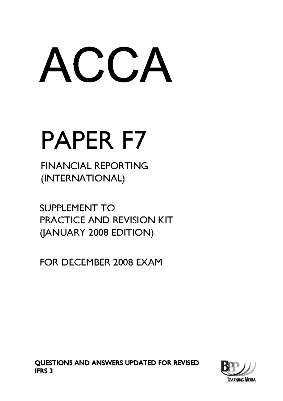 ACCA F7 Financial Reporting Questions & Answers: BPP Practice Kit - Studocu