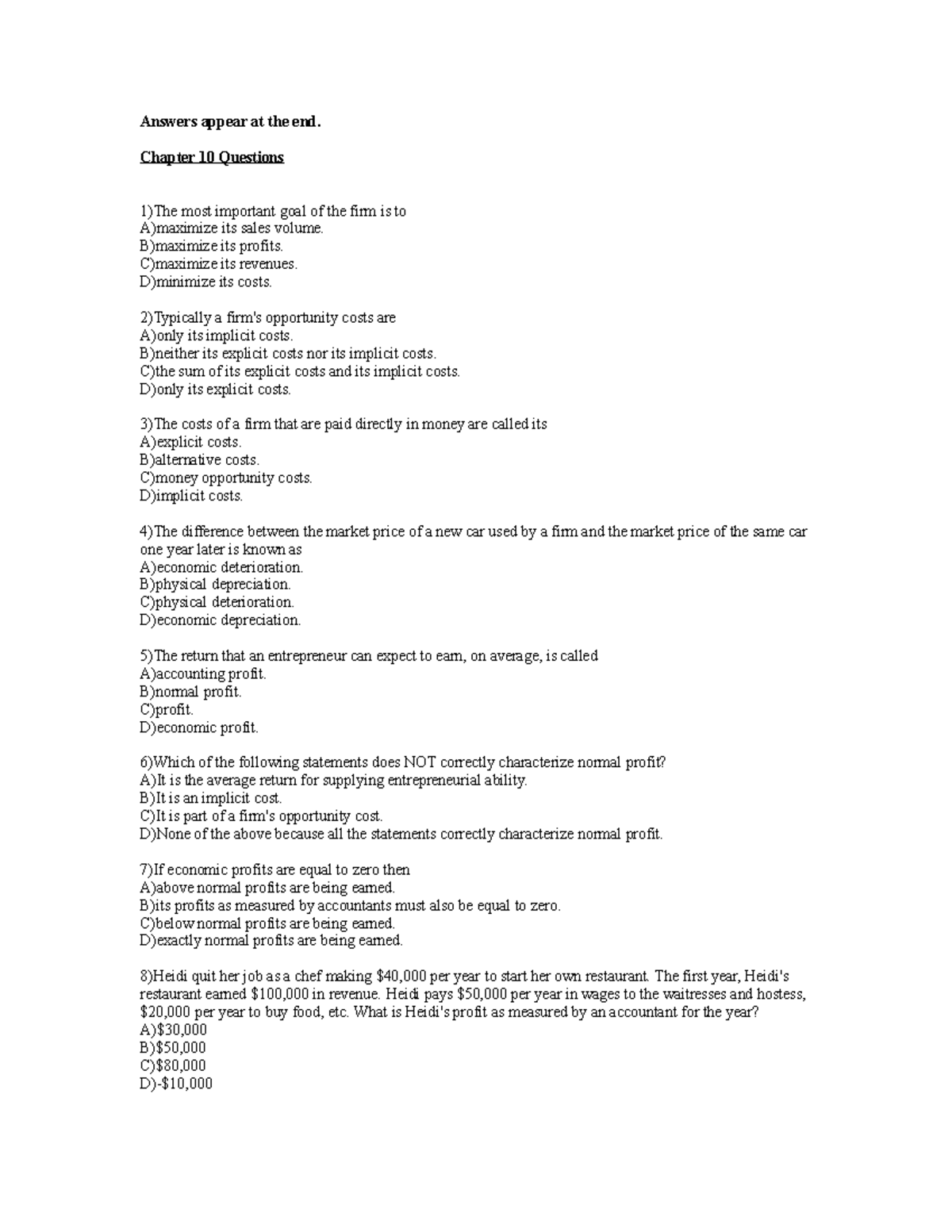Mic Ch10 Organizing Production Sample Questions - Answers appear at the ...