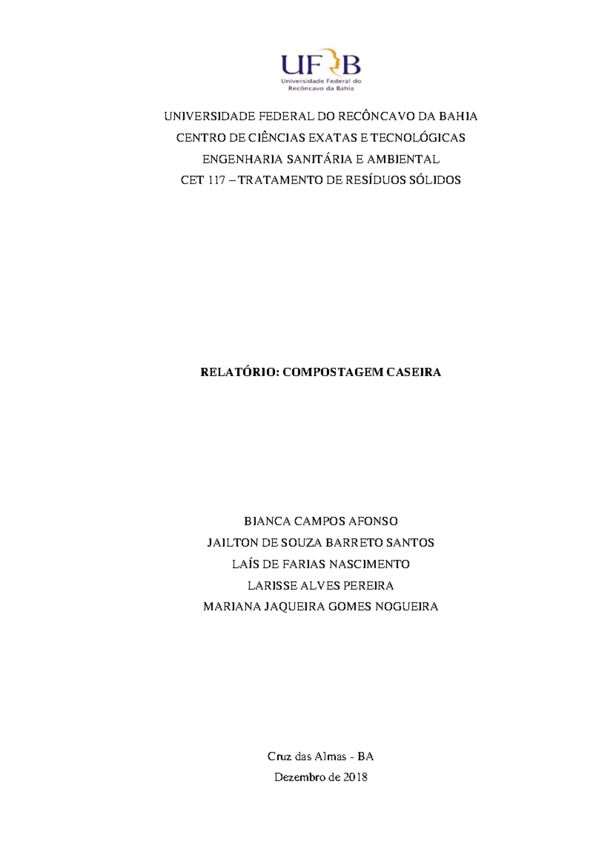 Relatório de Compostagem Caseira: Avaliação de Viabilidade - CET 117 ...