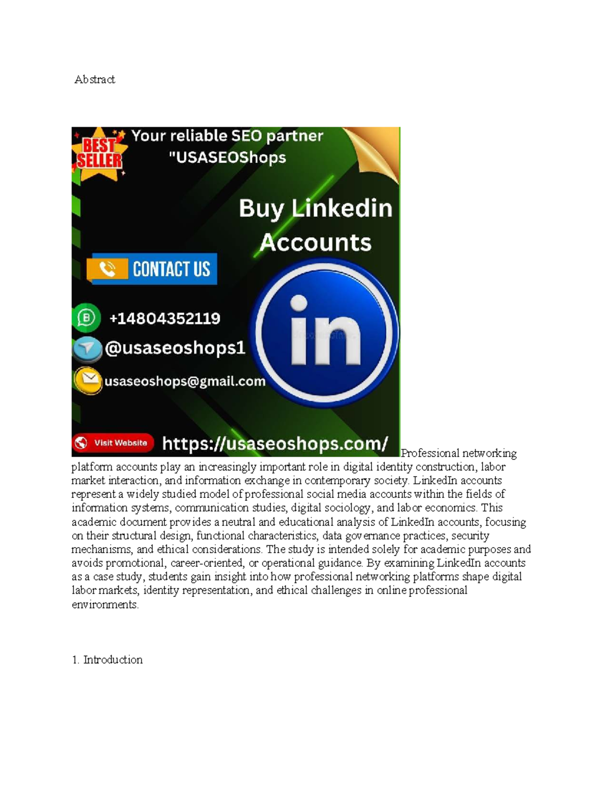Academic Analysis of LinkedIn Accounts: Insights & Implications - Studocu