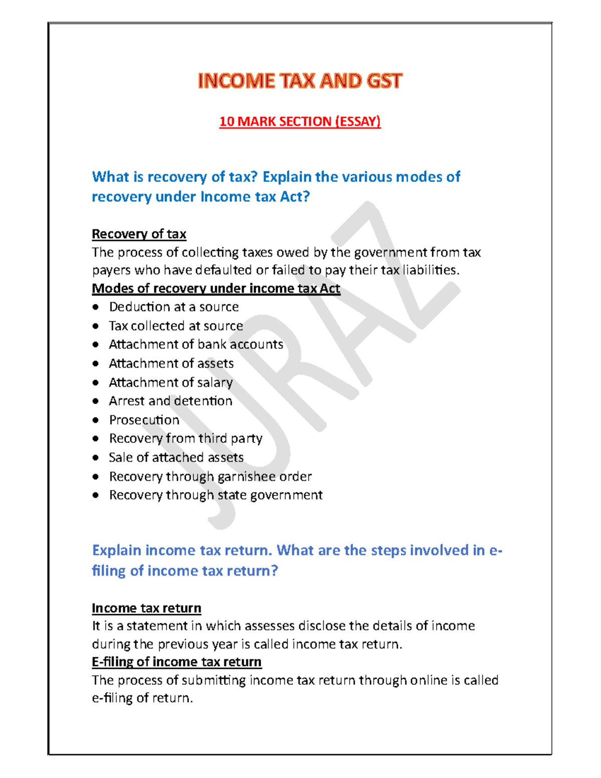 GST- Module II - Income Tax Recovery & E-filing Procedures - Studocu