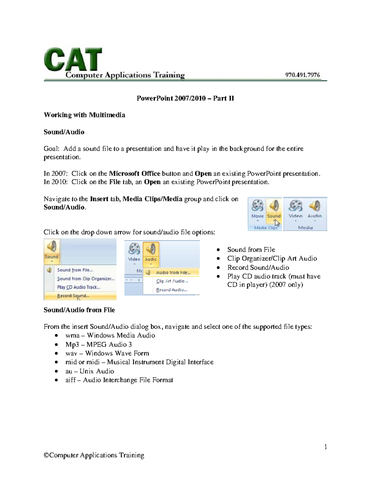 computer application - PowerPoint 2007/2010 – Part II Working with ...