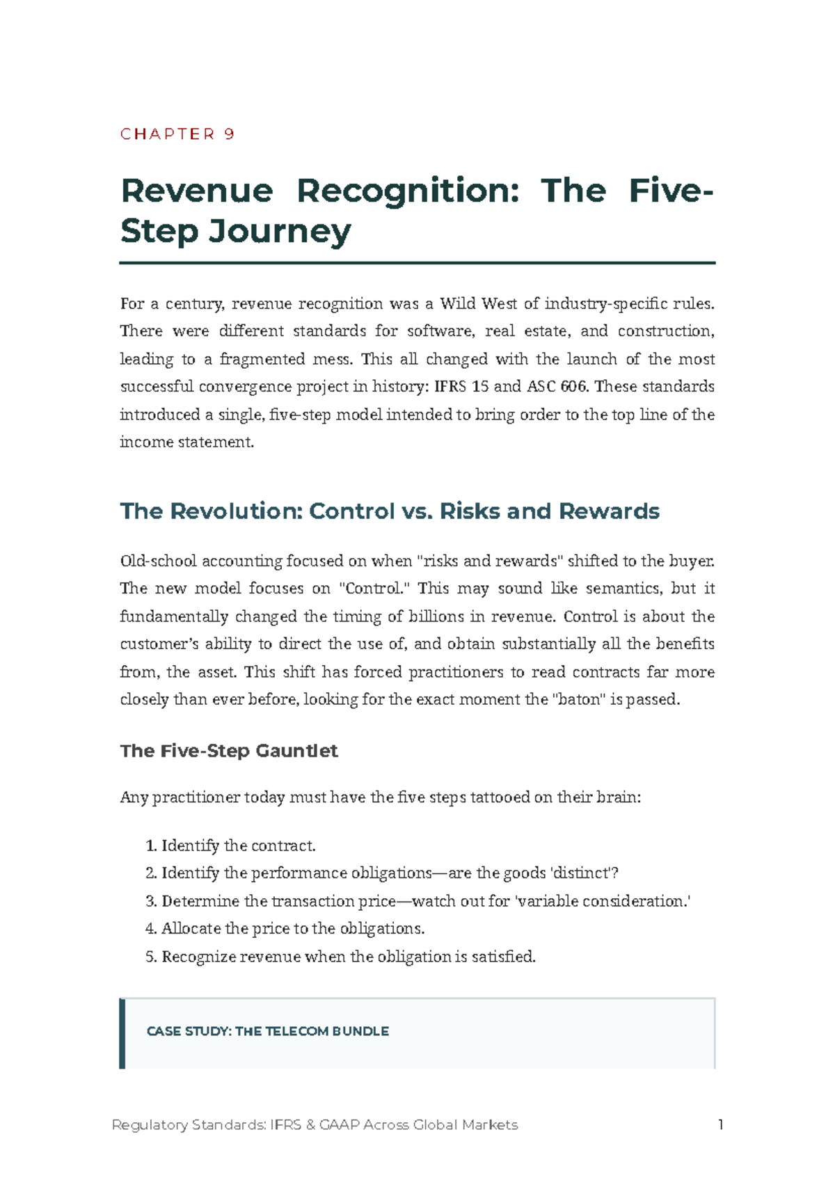 CHAPTER 9: Revenue Recognition & The Five-Step Journey - Studocu