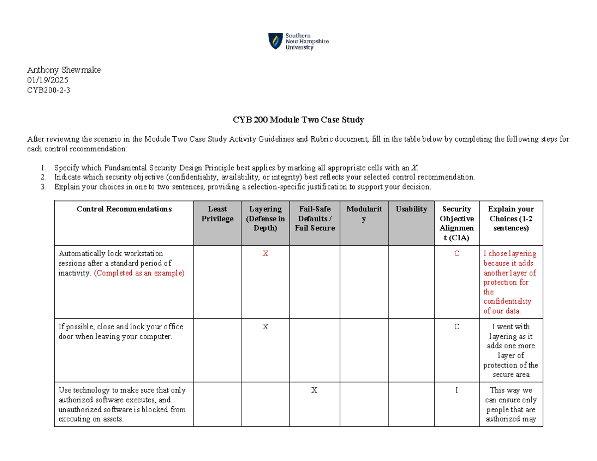 CYB 200 Module Two Case Study - Anthony Shewmake 01/19/ CYB200-2- CYB ...
