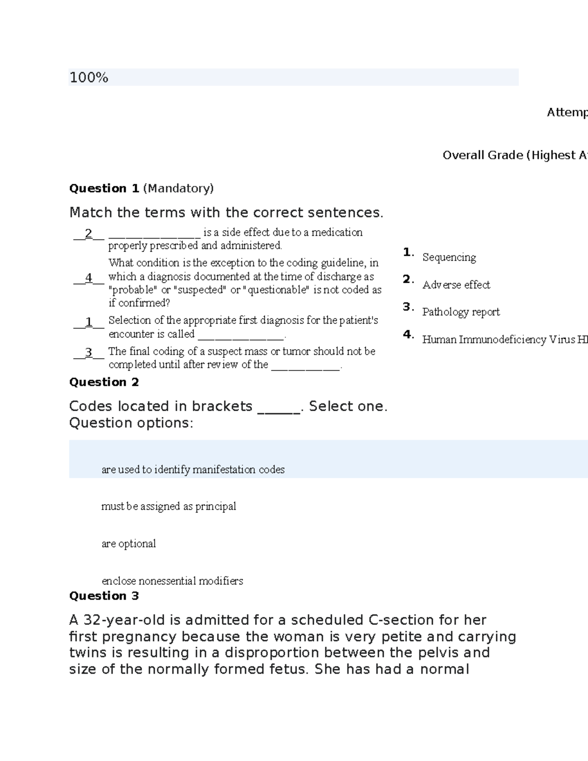 HIM 215 Module 2 Quiz: Coding Guidelines and Case Scenarios - Studocu
