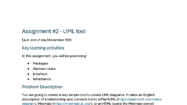 Assignment 2 - UML Tool Development and Key Concepts - Studocu