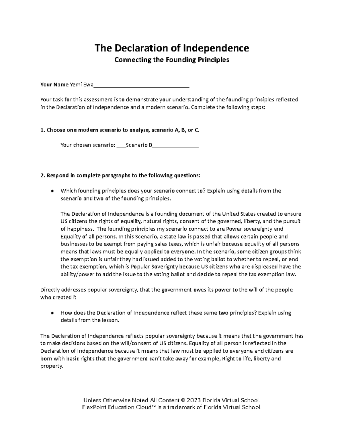 Declaration of Independence Analysis & Modern Scenario Connection - Studocu