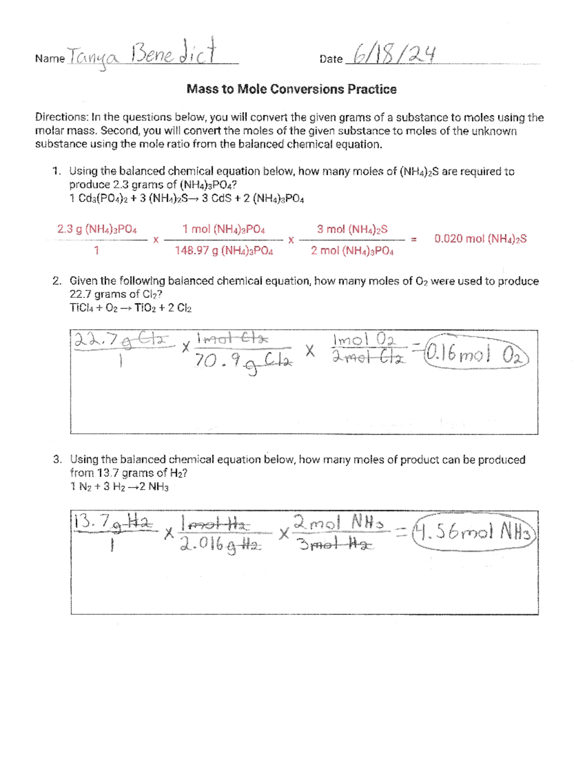 Mass-to-Mole Conversion Guide: Detailed Practice Problems & Solutions ...