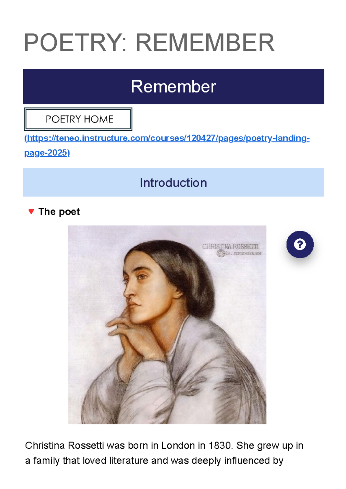 Grade 12 EHL Final Exam Poetry Study Guide: Analysis of 'Remember ...