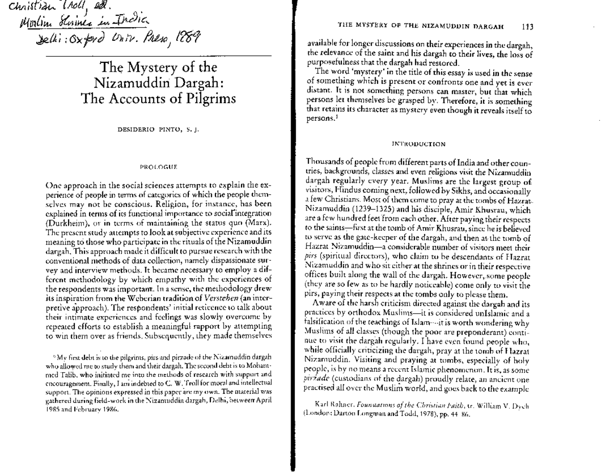 Muslim Shrines in India: The Mystery of Nizamuddin Dargah - Studocu