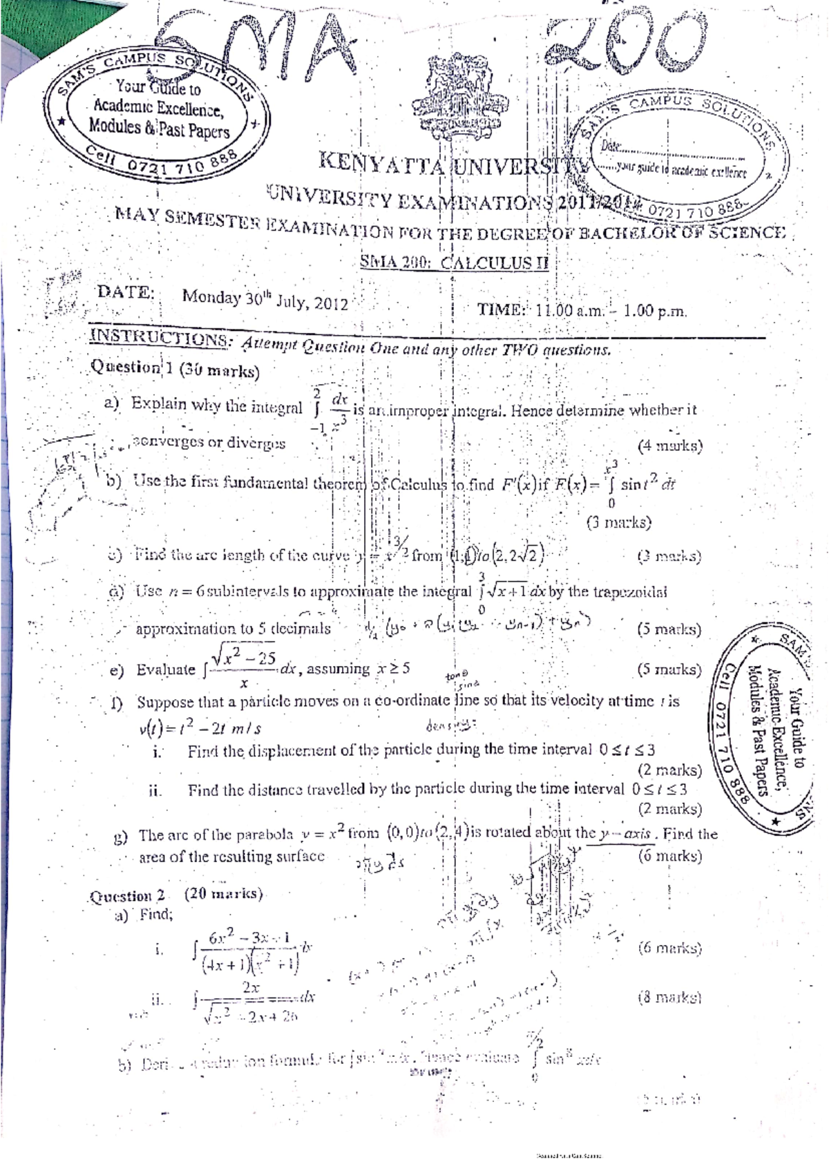 SMA200 Past Paper Collection - Achieve Greatness and Success! - Studocu