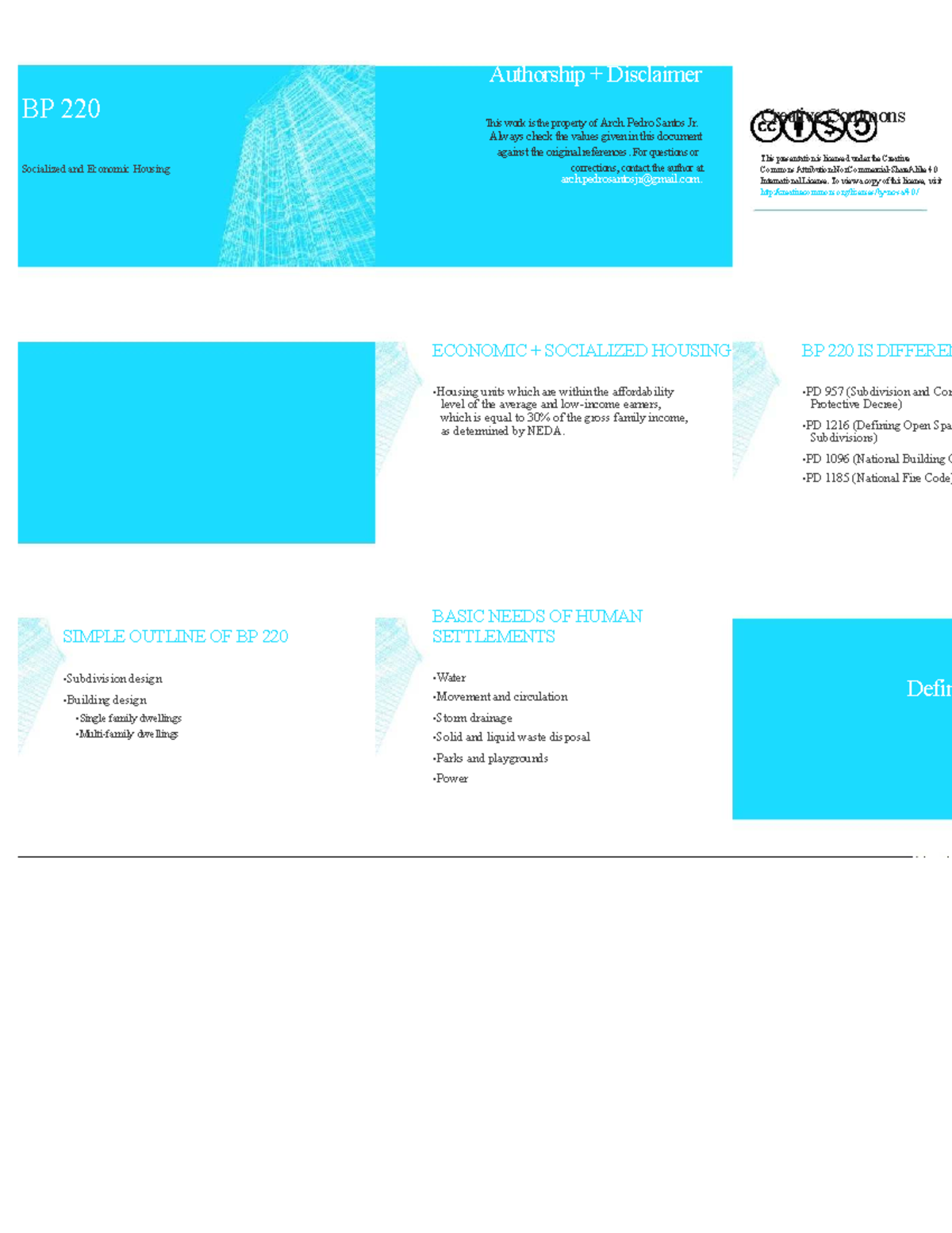 Authorship Disclaimer and Guidelines for BP 220 Housing Design - Studocu