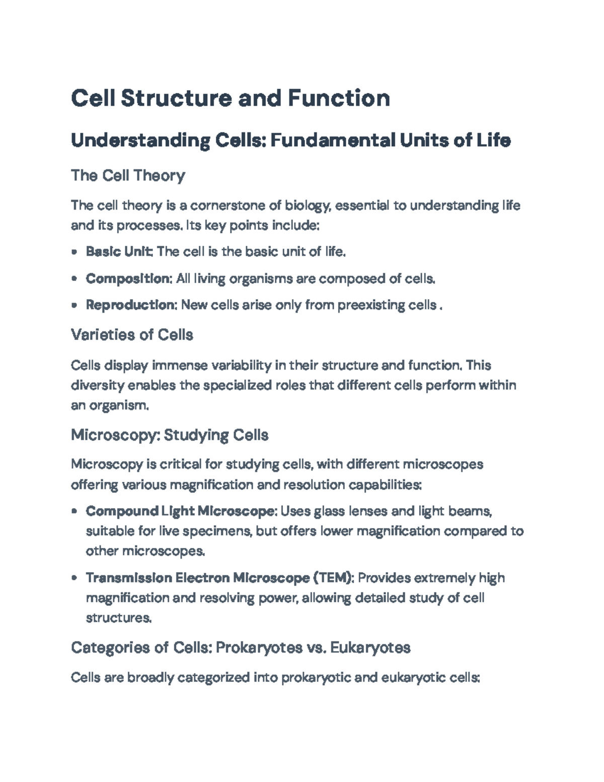 Cell Structure and Function: Key Concepts and Mechanisms in Biology ...