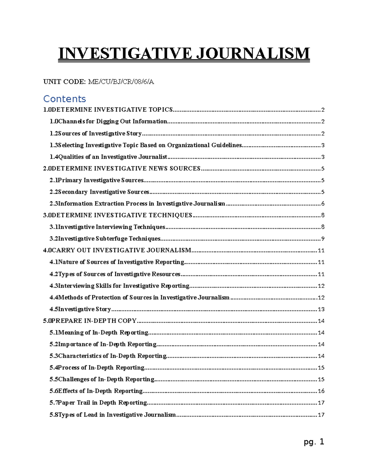 Investigative Journalism Unit Code: Comprehensive Guide to Techniques ...
