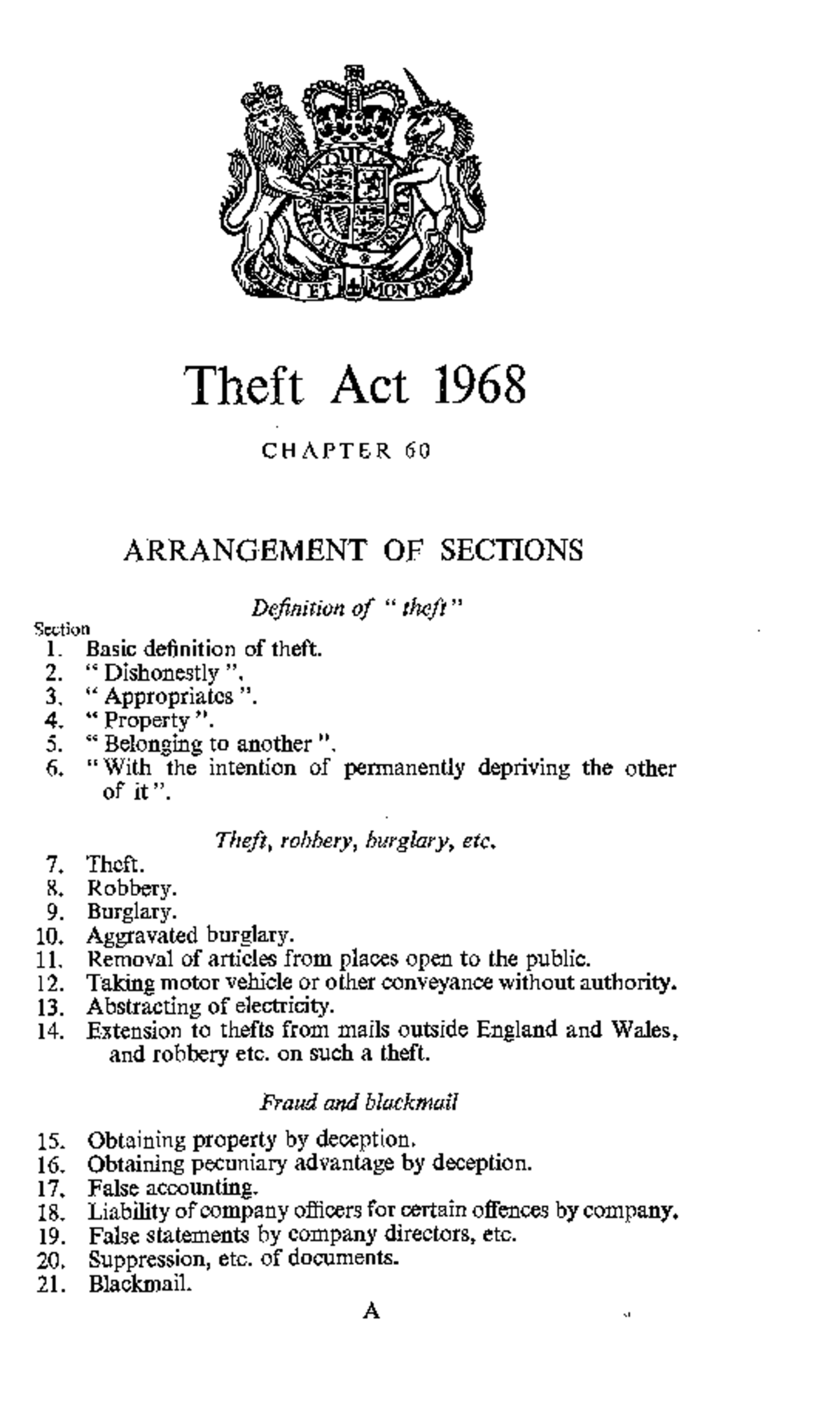 Theft Act 1968: Comprehensive Overview of Key Sections and Definitions ...