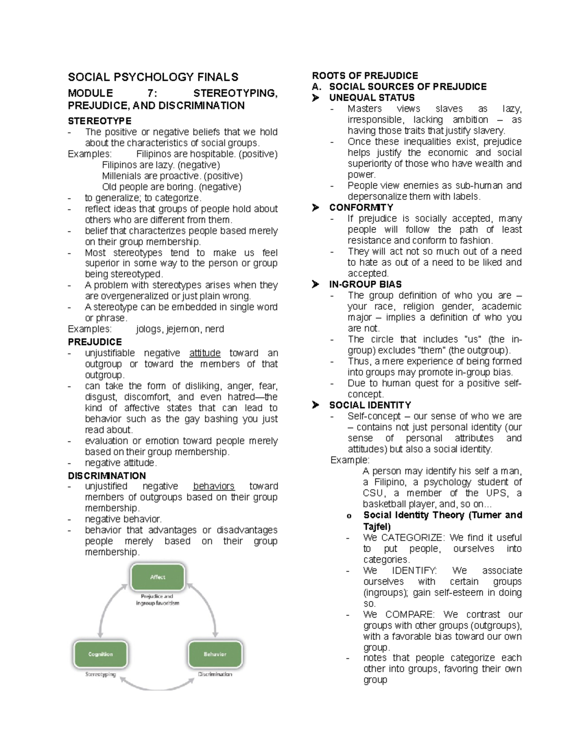 Socpsy Finals Reviewer - SOCIAL PSYCHOLOGY FINALS MODULE 7 ...
