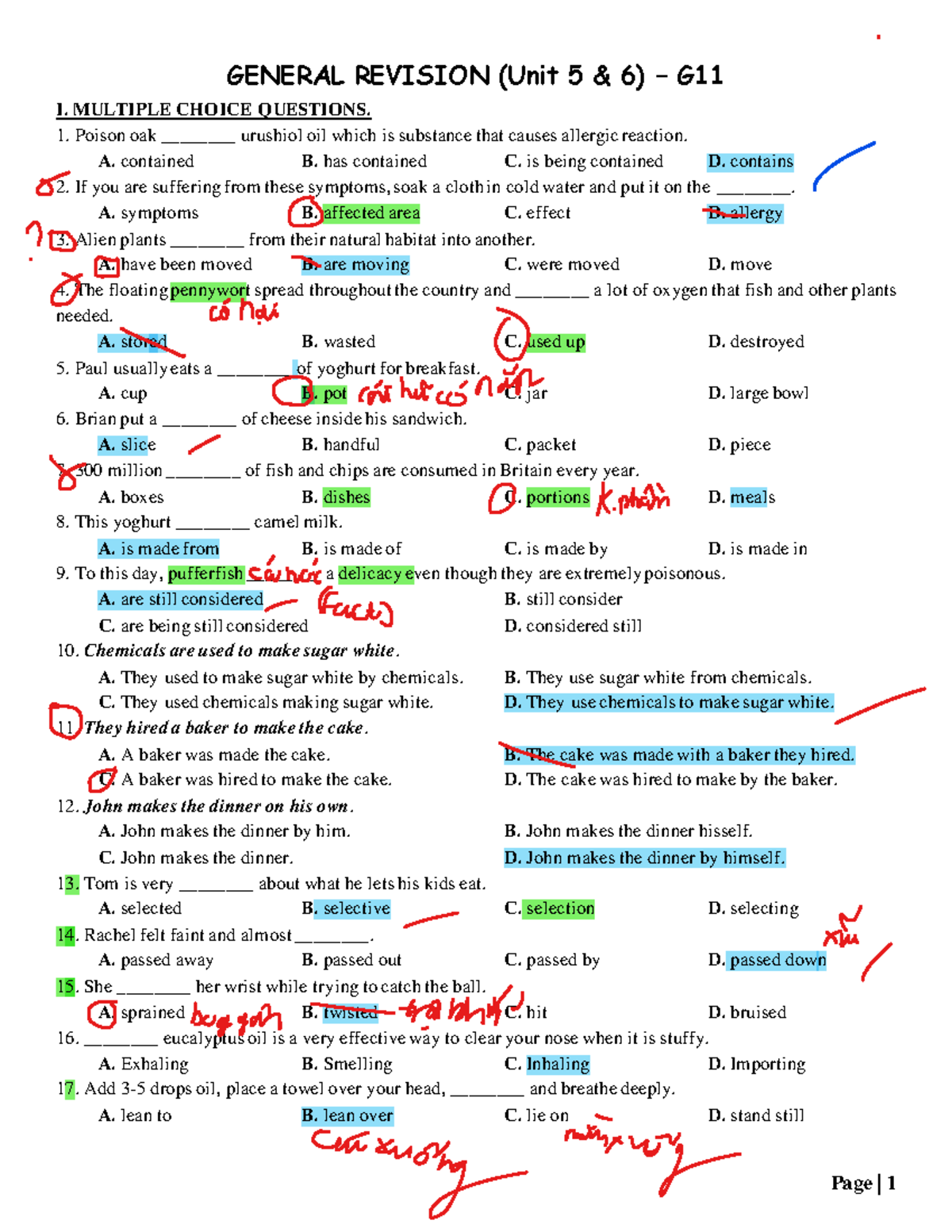 Revision-U5 st 11 - GENERAL REVISION (Unit 5 & 6) – G I. MULTIPLE ...