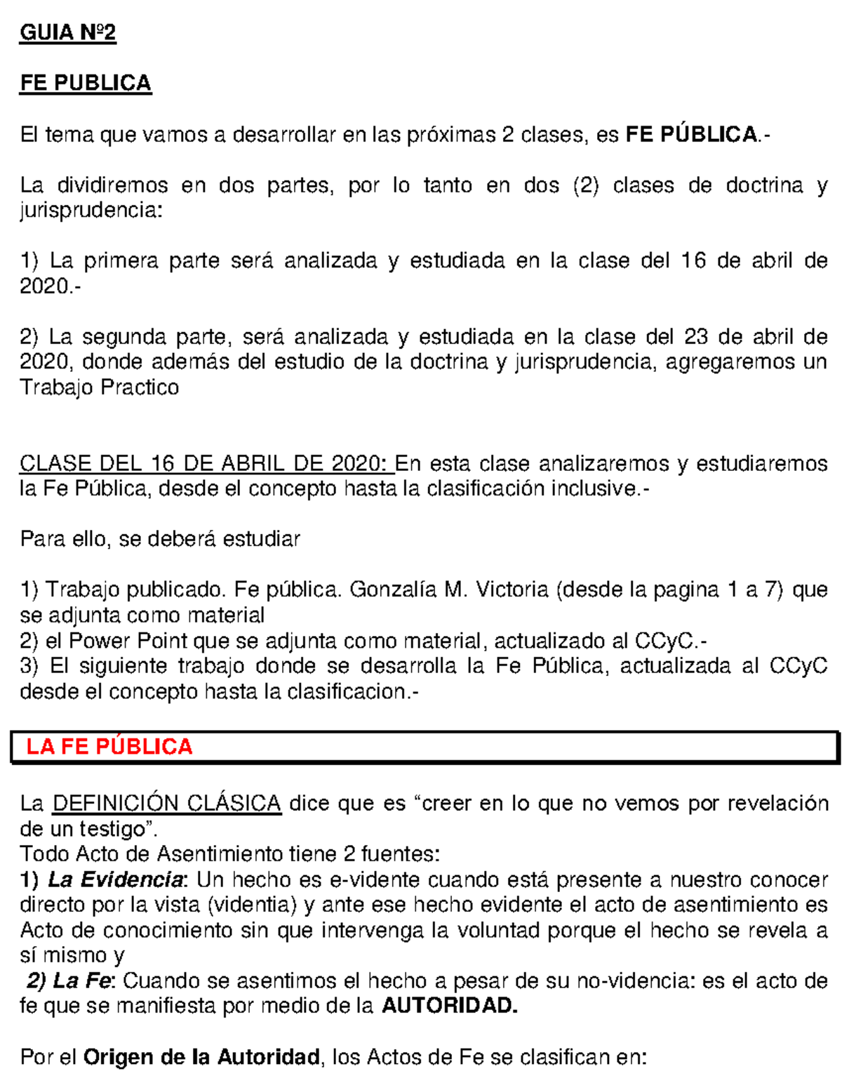GUIA Nº2 FE Publica - Derech Notarial y Registral - GUIA Nº FE PUBLICA ...