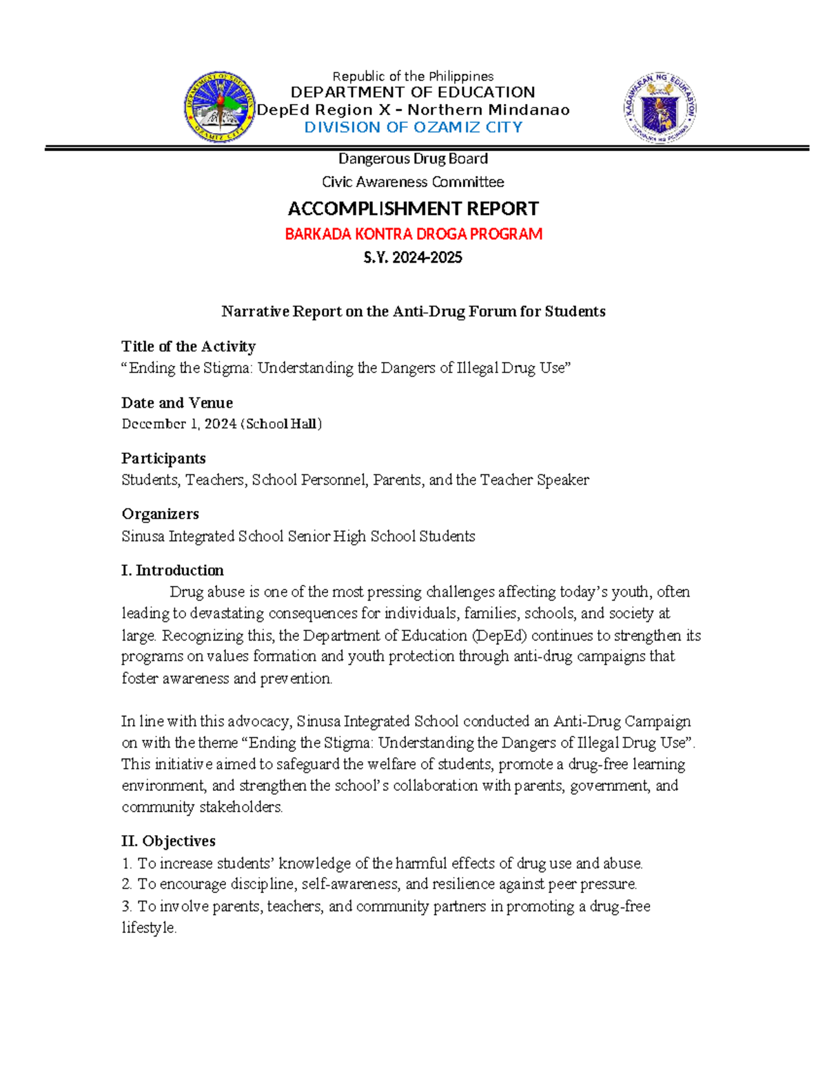 Anti-Drug Campaign Report: Understanding the Dangers of Illegal Drugs ...