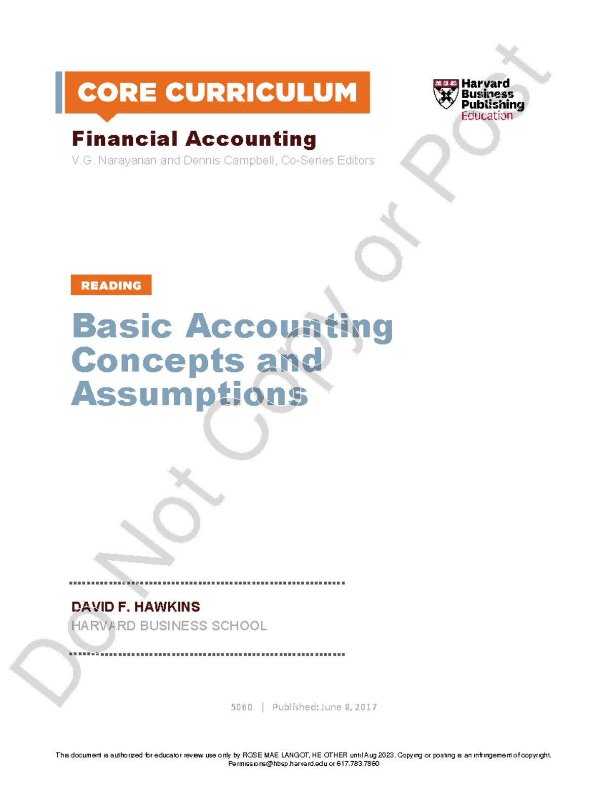 Core Reading: Basic Accounting Concepts (Course Code: 5060) - Studocu