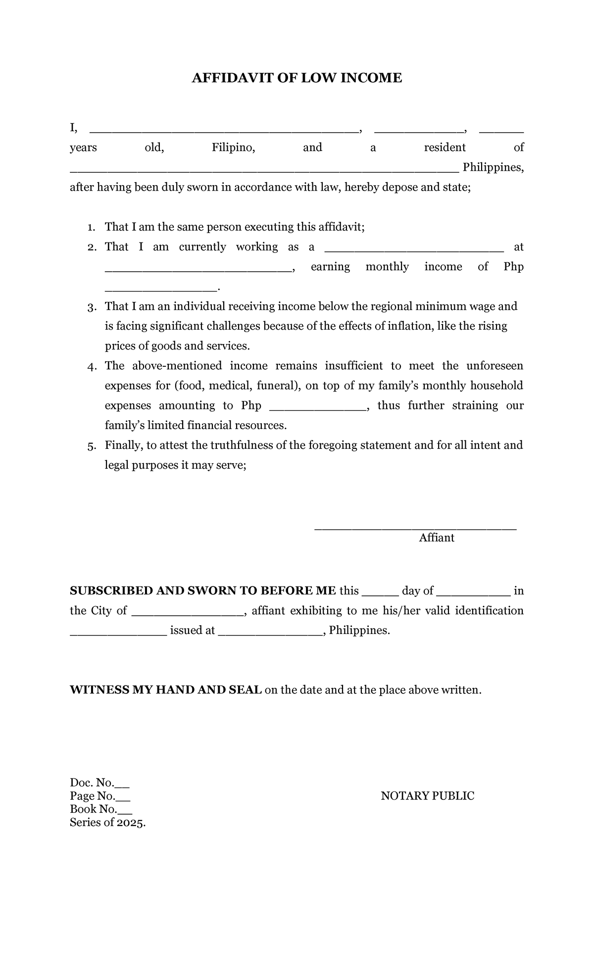 AFFIDAVIT OF LOW INCOME - SELF-ATTEST DOCUMENT - Studocu