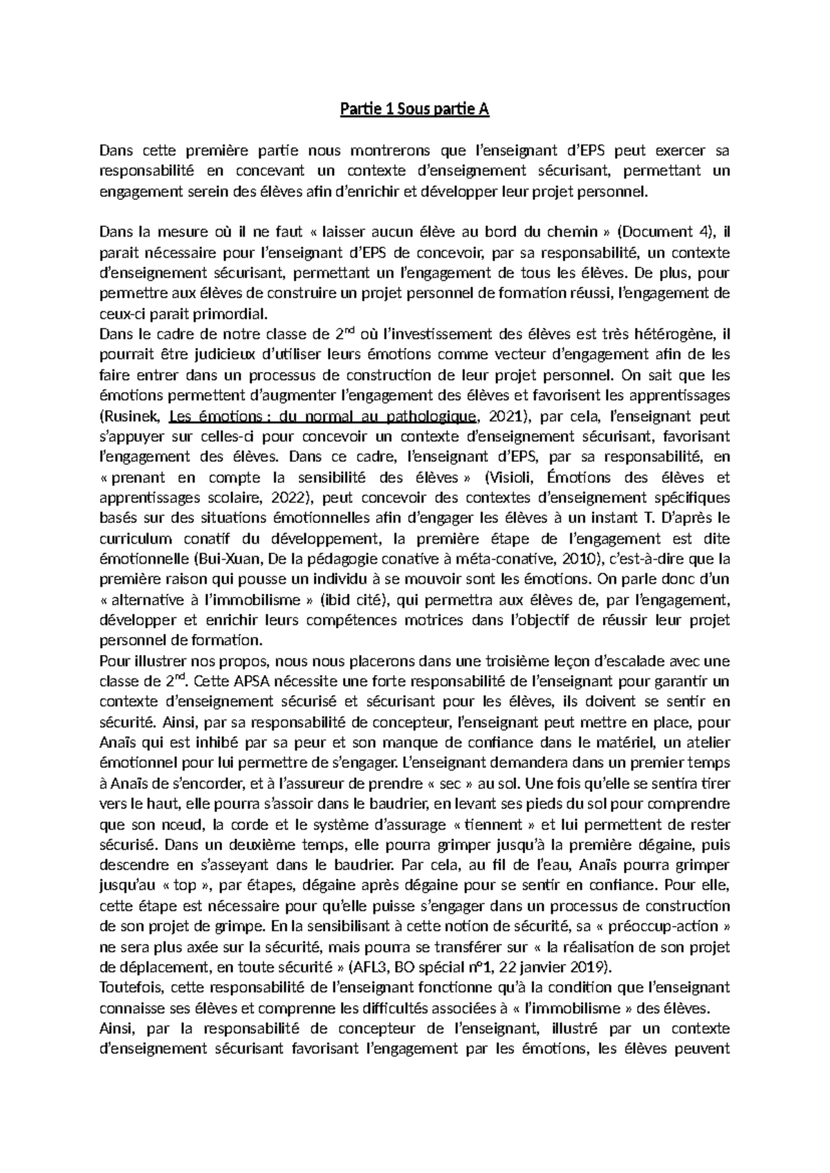 Bloc ENT4 - Bloc argu - Partie 1 Sous partie A Dans cette première ...