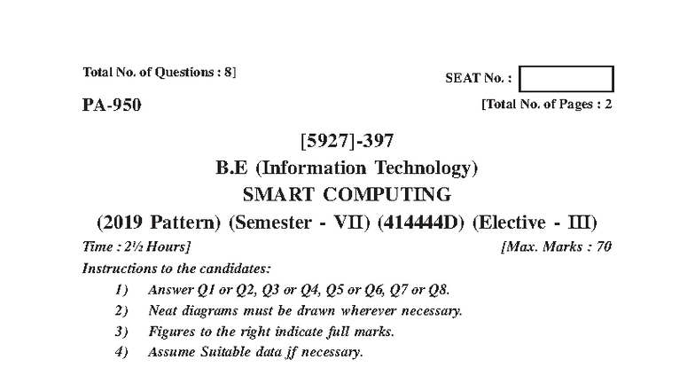 SC NOV(2022) - SMART COMPUTING QP for B.E. IT Sem VII - Studocu