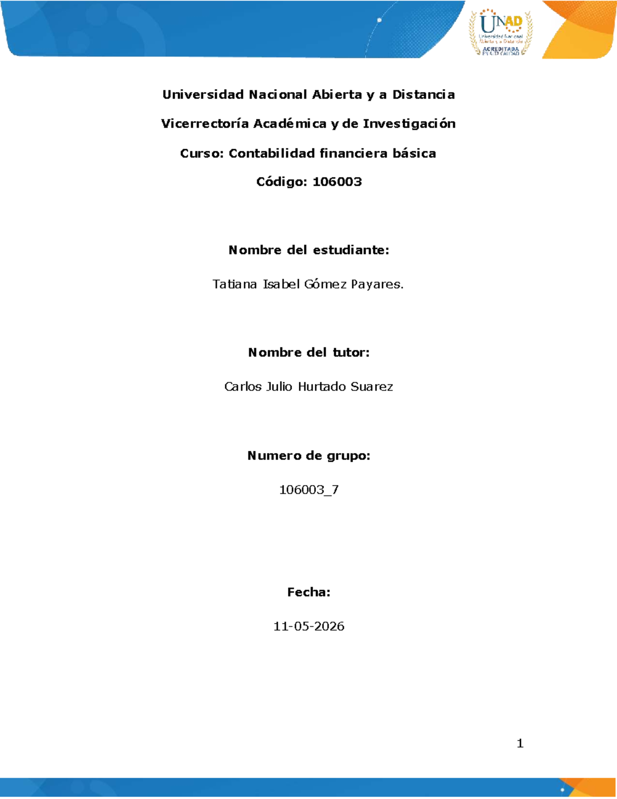 Taller No. 2: Contabilidad Financiera Básica - Rol de Tesorero (106003 ...