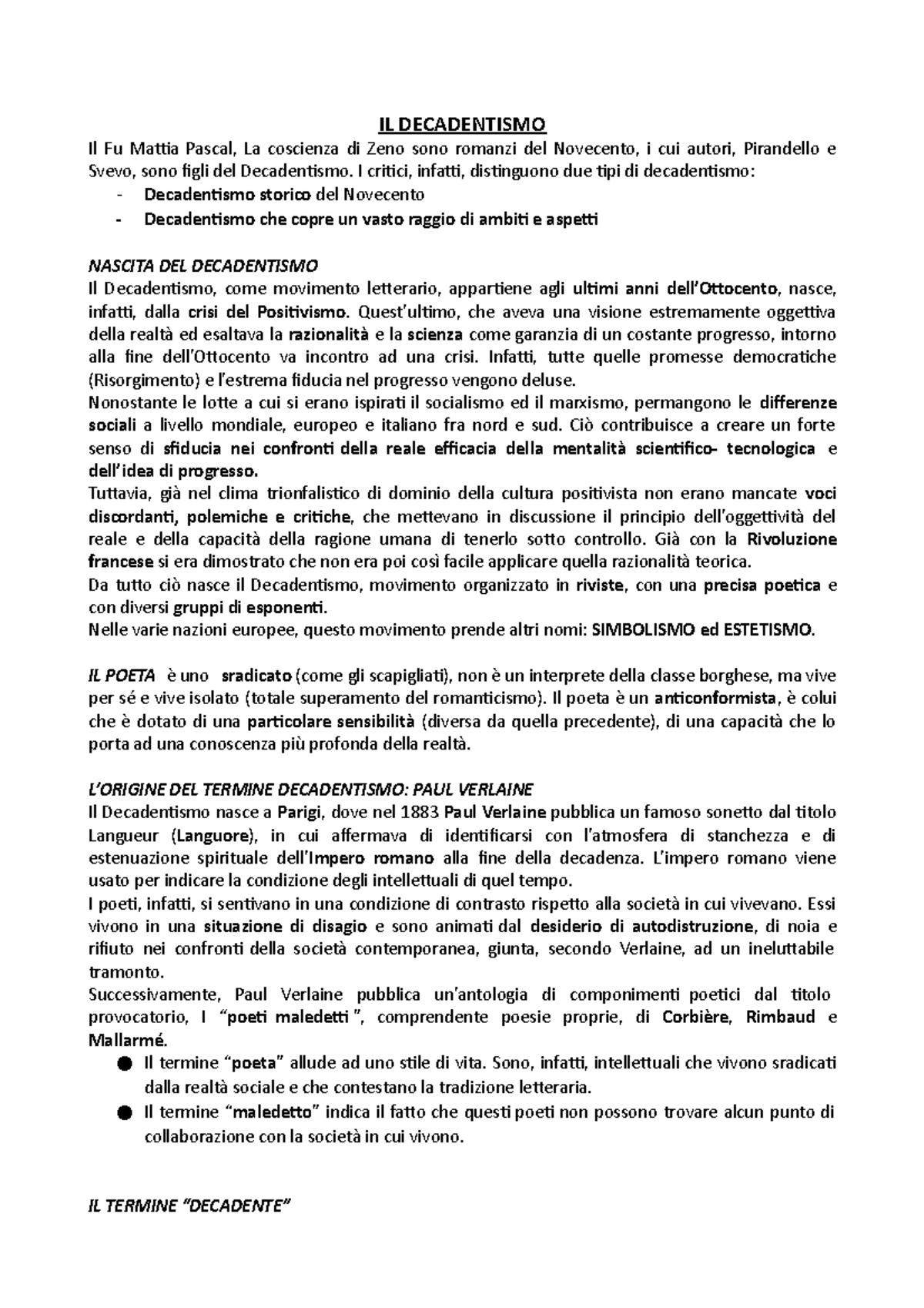 Il Decadentismo: Sintesi e Temi Principali del Movimento Letterario ...